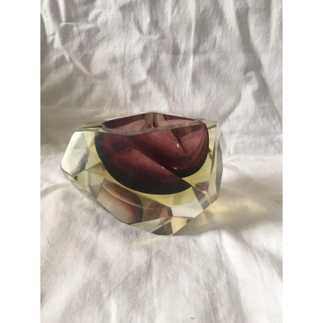 Sommerso Faceted Murano Glass Ashtray in the Style of the Italian ...