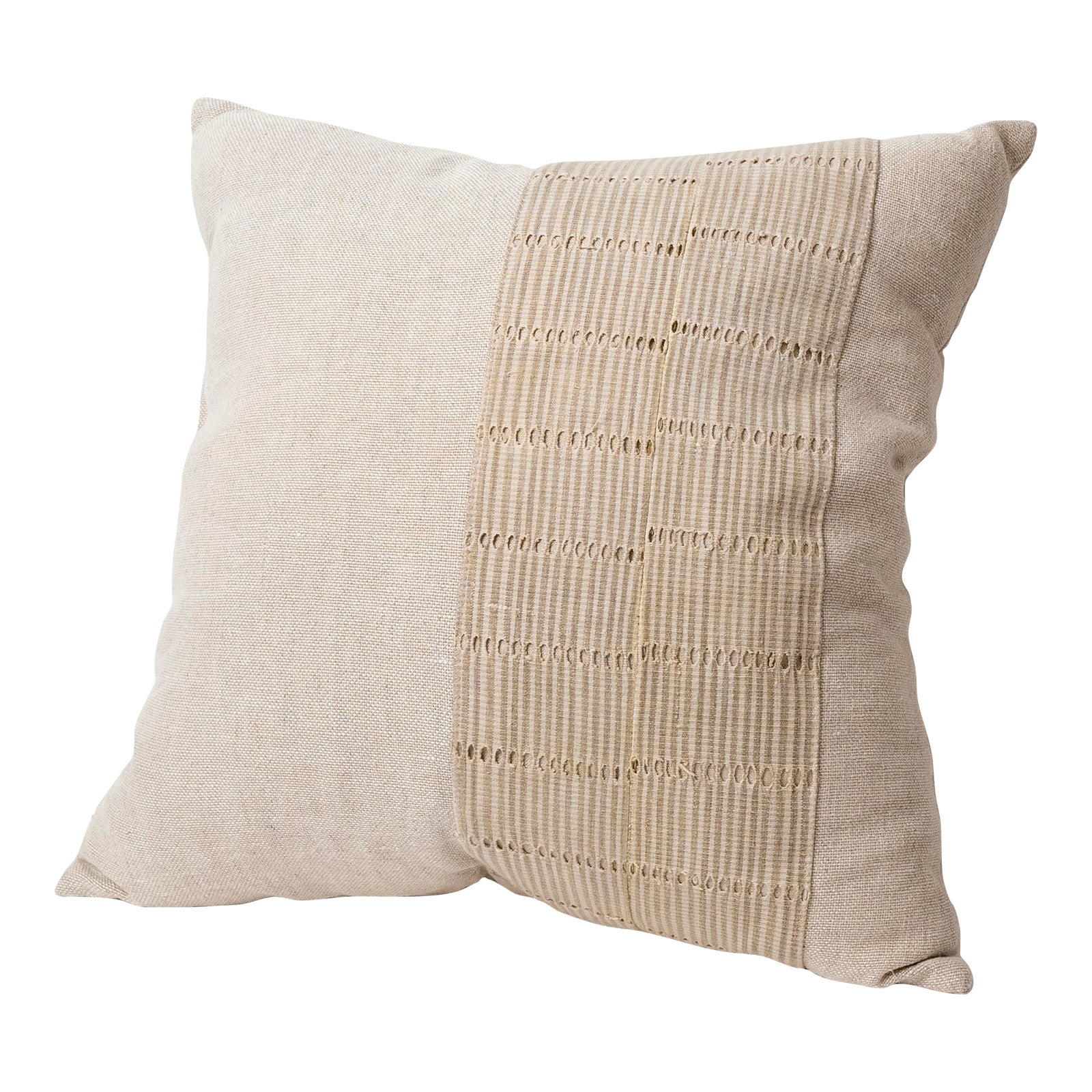 Wren Handcrafted Natural Linen Pillow With Vintage Textile Panel | Chairish