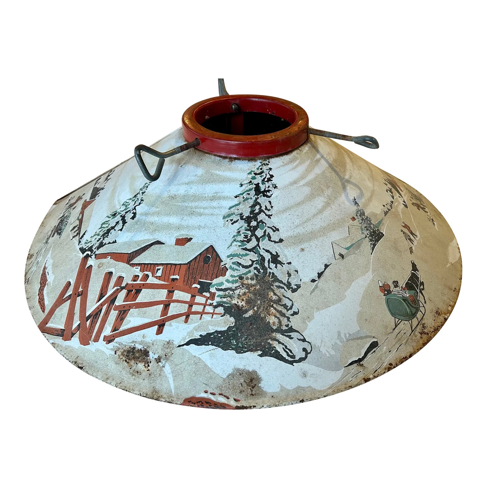 Vintage Colormatic Snow Scene Steel Christmas Tree Stand | Chairish