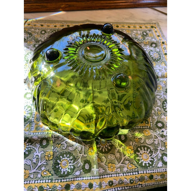 1960s Mid Century Avocado Green Glass Serving Bowl | Chairish