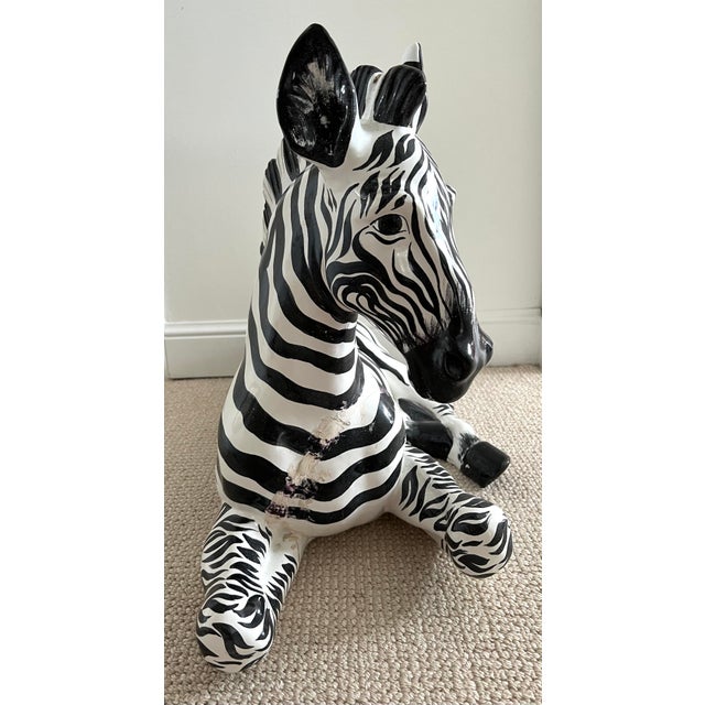 Large Italian Ceramic Zebra | Chairish