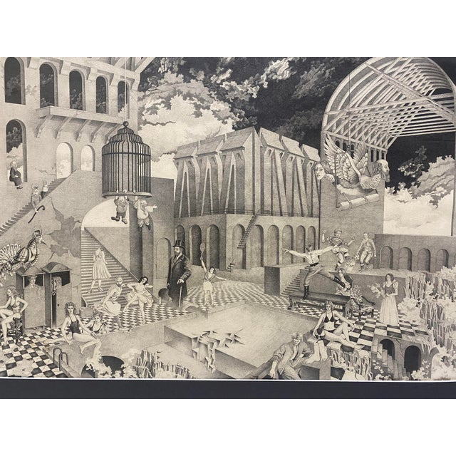 Surrealist Drawing Homage to MC Escher by Peter Vintila | Chairish