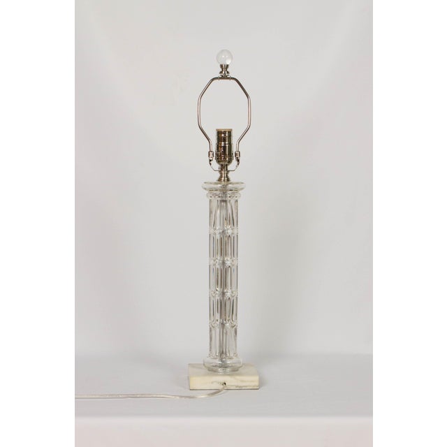Mid 20th Century Glass Column Lamp With White Marble Base | Chairish