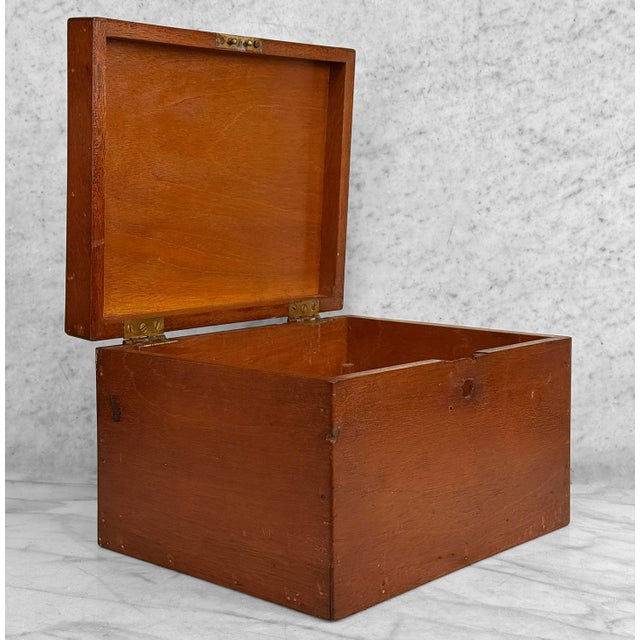 Antique Primitive Traditional Mahogany Storage Box | Chairish