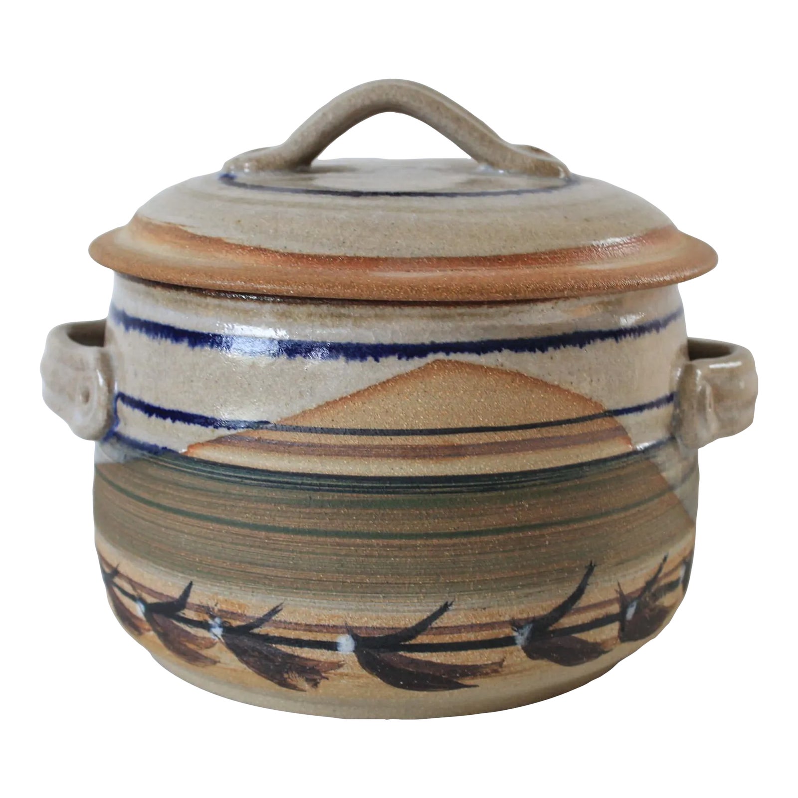 Vintage Studio Pottery Lidded Serving Dish | Chairish
