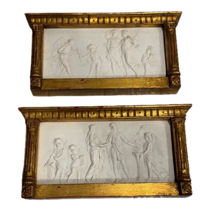 Late 18th Century Framed Plaster Frieze With Cherubs in Ornate Gold ...