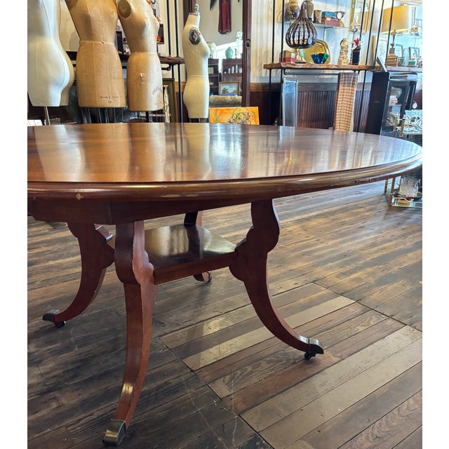 1970s Regency Style Book-Match Wood Grain Veneer Round Top Dining Table ...