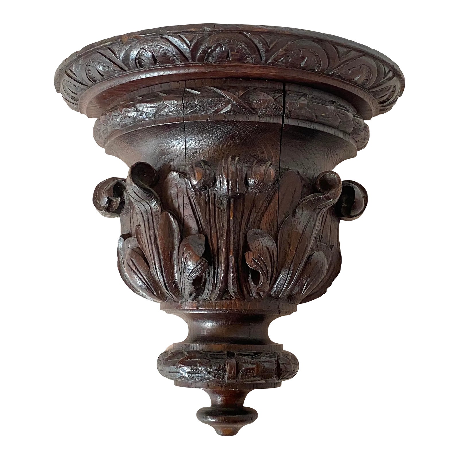 19th Century Neoclassical Carved Oak Wood Wall Bracket Shelf Sconce ...