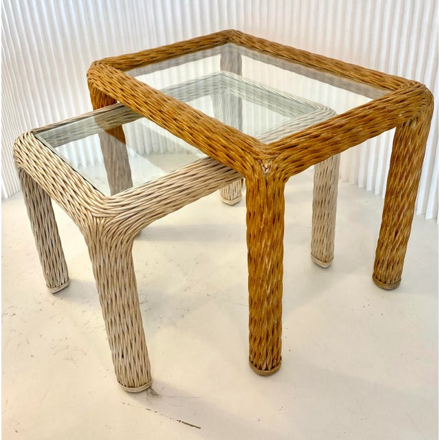 1980s Twisted Rattan Nesting Tables - 2 Pieces | Chairish