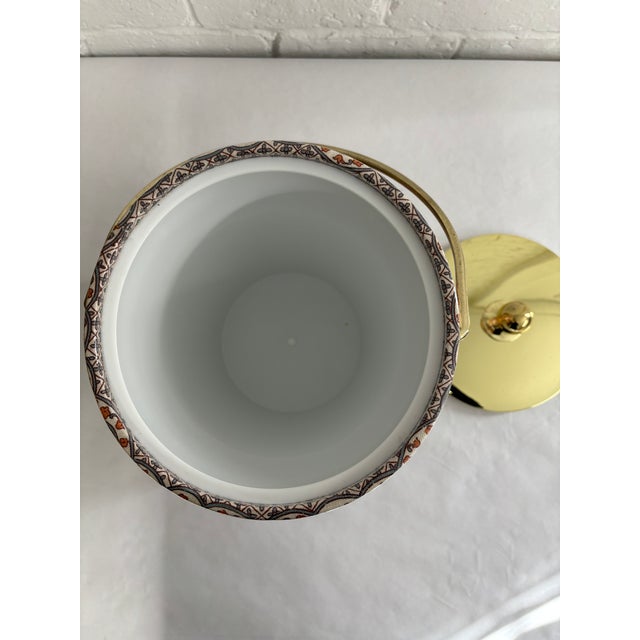 1970s Decorative Linen Fabric Ice Bucket | Chairish