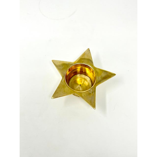 Vintage Solid Brass Star Shaped Votive Holder | Chairish