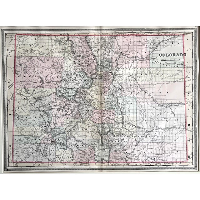 Original Antique Map of Colorado Circa 1889 Bradley's Atlas Hand ...