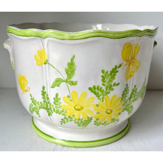Vintage Italian 10" Hand-Painted Cachepot Planter | Chairish