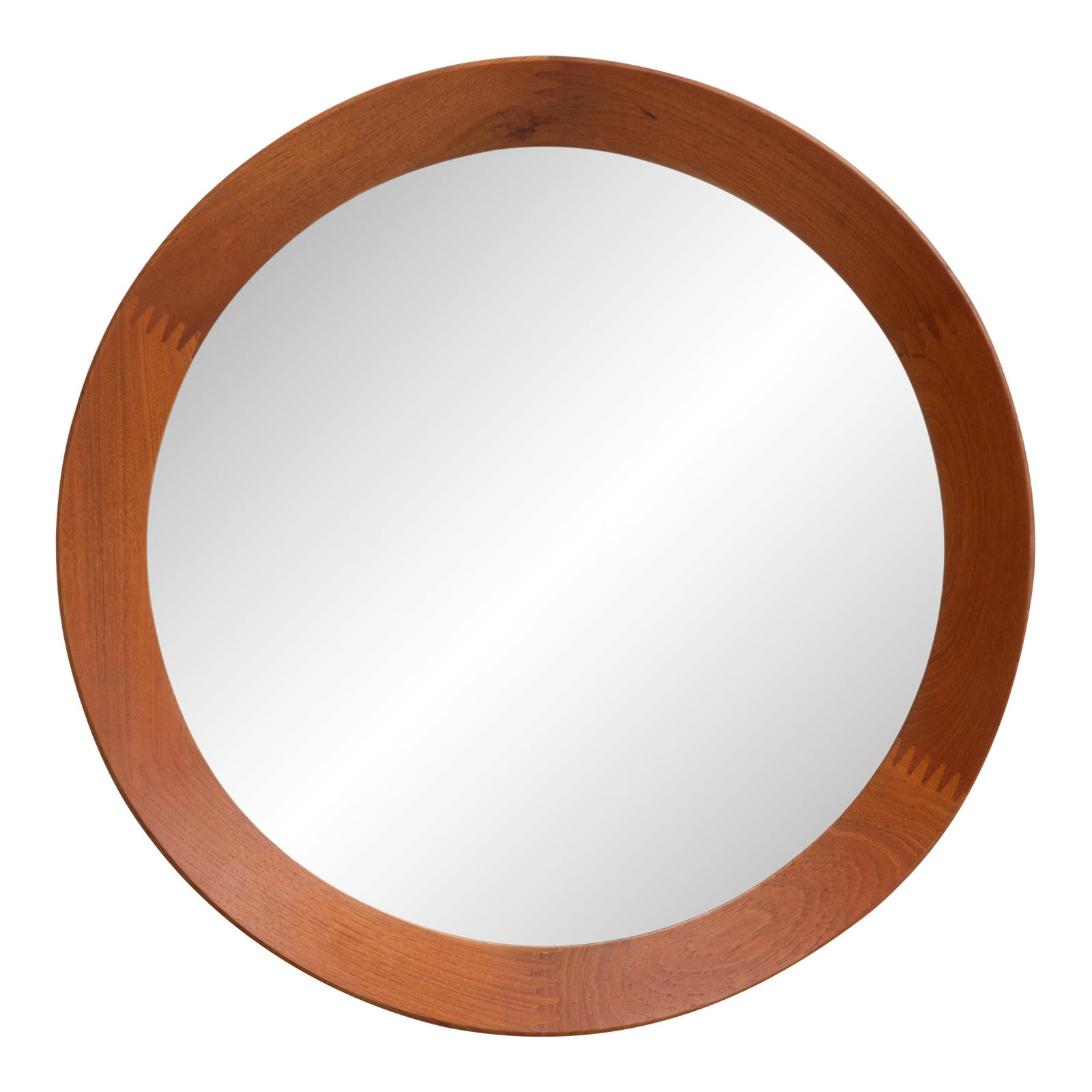 Large Pedersen & Hansen Viby J. Round Danish Solid Teak Mirror Finger ...