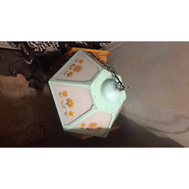 Vintage 1960s Hanging Kitchen Glass Panels Light Fixture 6 Glass Panels ...