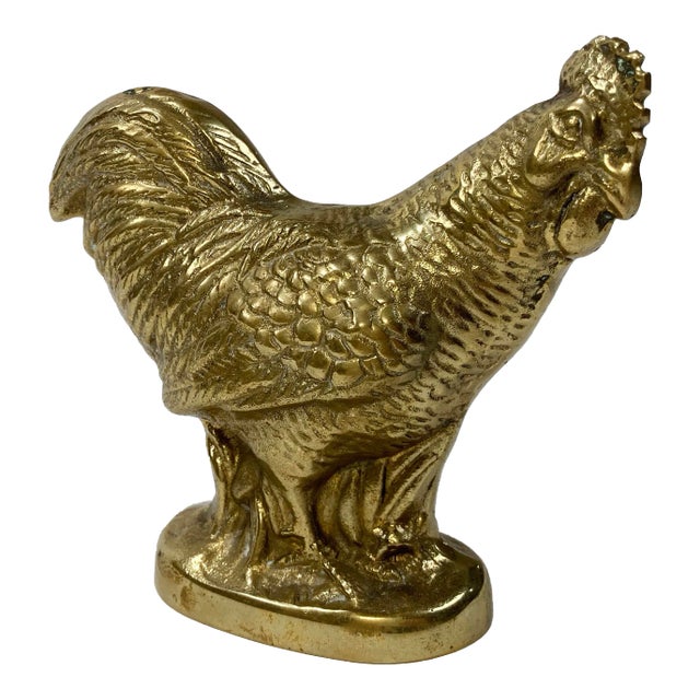 Vintage Brass Rooster Figure | Chairish