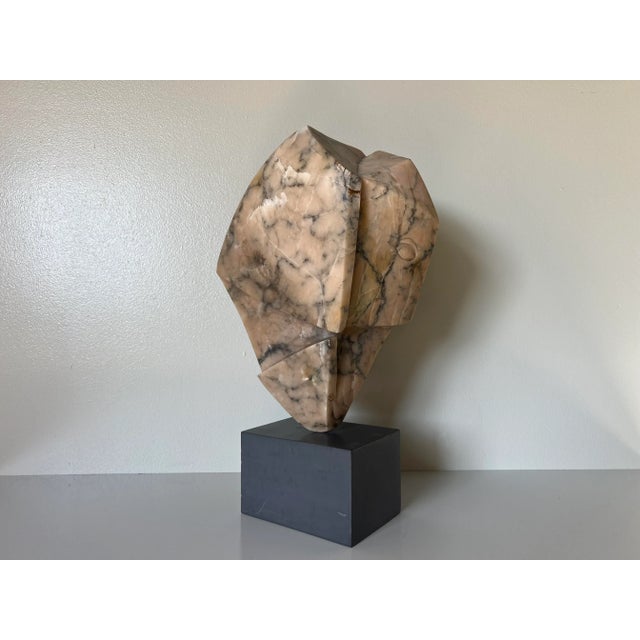Vintage Carved Marble Geometric Abstract Head - Bust Sculpture | Chairish