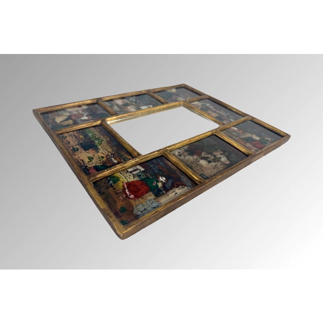 Peruvian Gold Framed Rectangular Wall Mirror With Eight Reverse Hand ...