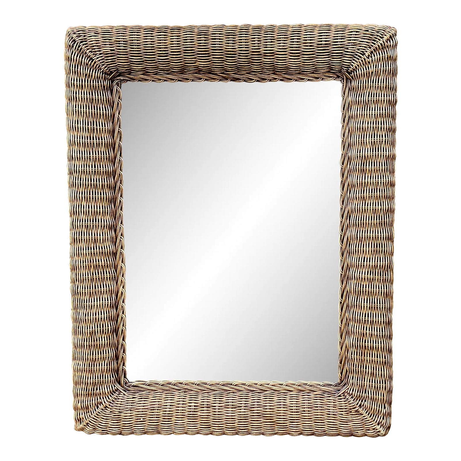Vintage Wicker Ratten Framed Decorative Wall Mirror | Chairish