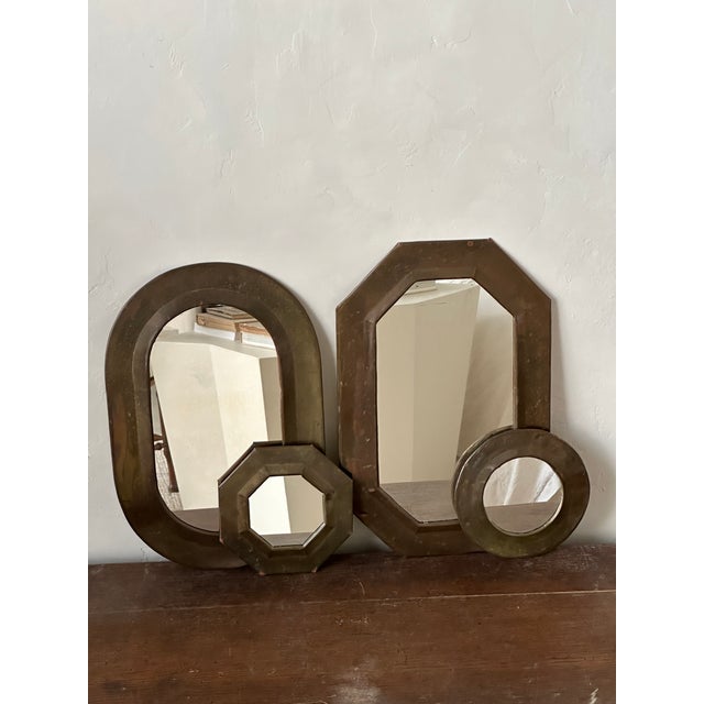 Vintage Set of 4 Moroccan Brass Framed Mirrors | Chairish