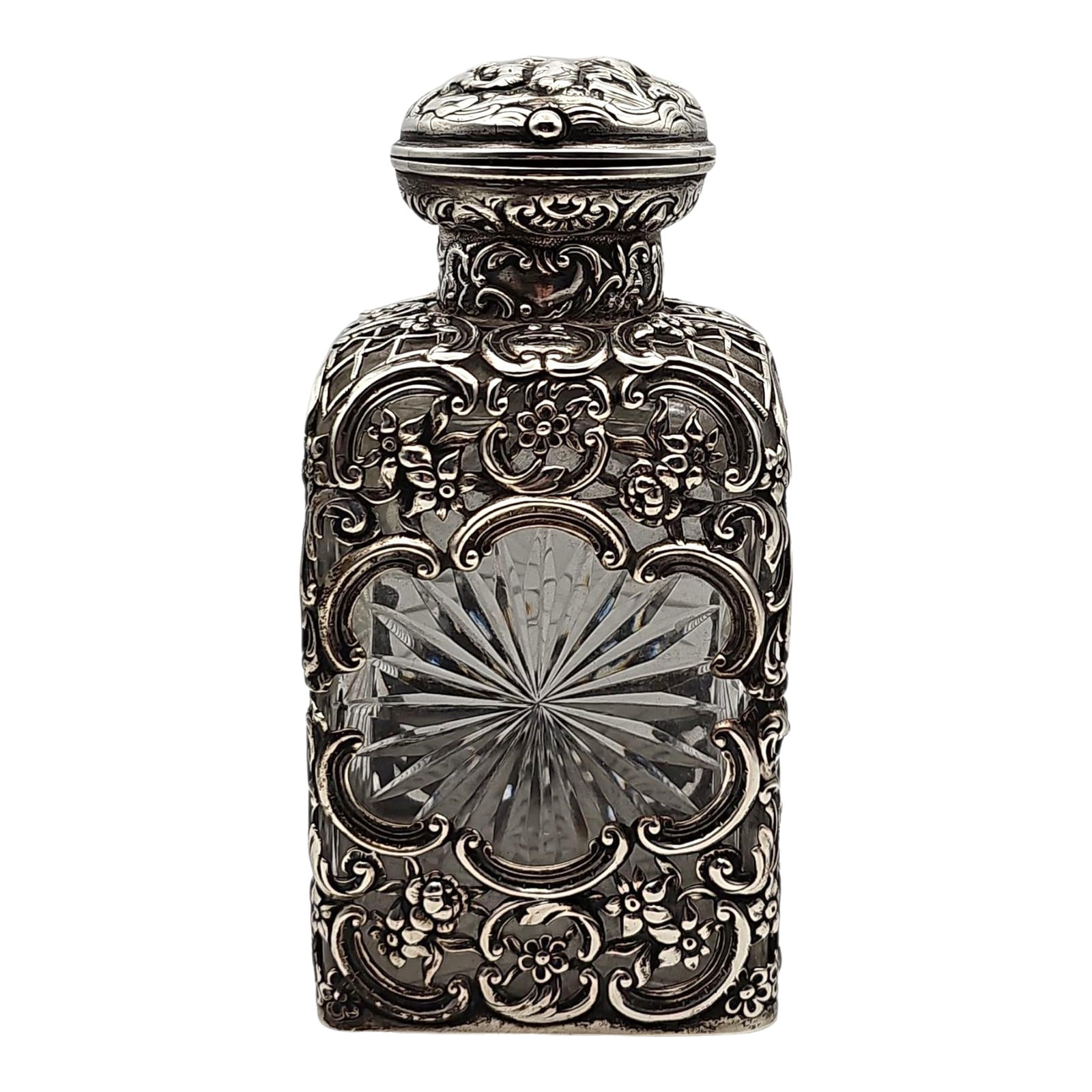 Antique English 1893 Crystal Sterling Silver Scent Perfume Bottle ...
