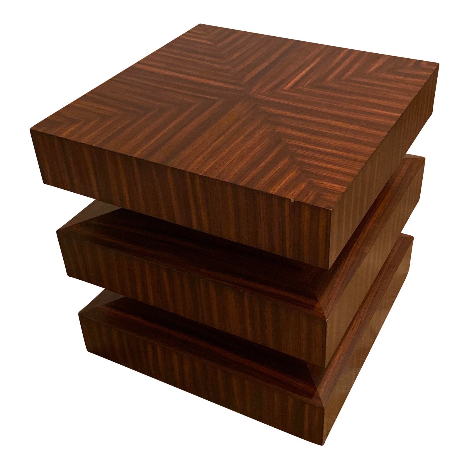 Contemporary Zebra Wood Side or End Table | Chairish