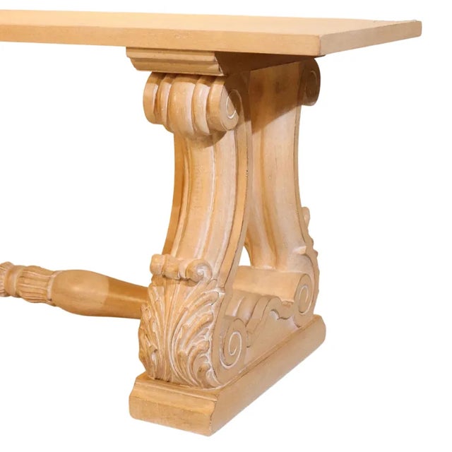 Curved Columnar Base Wood Console Table | Chairish