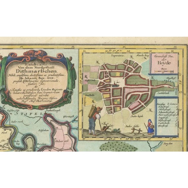 Map of Northern Dithmarschen and Its Towns in Germany, 1648 | Chairish