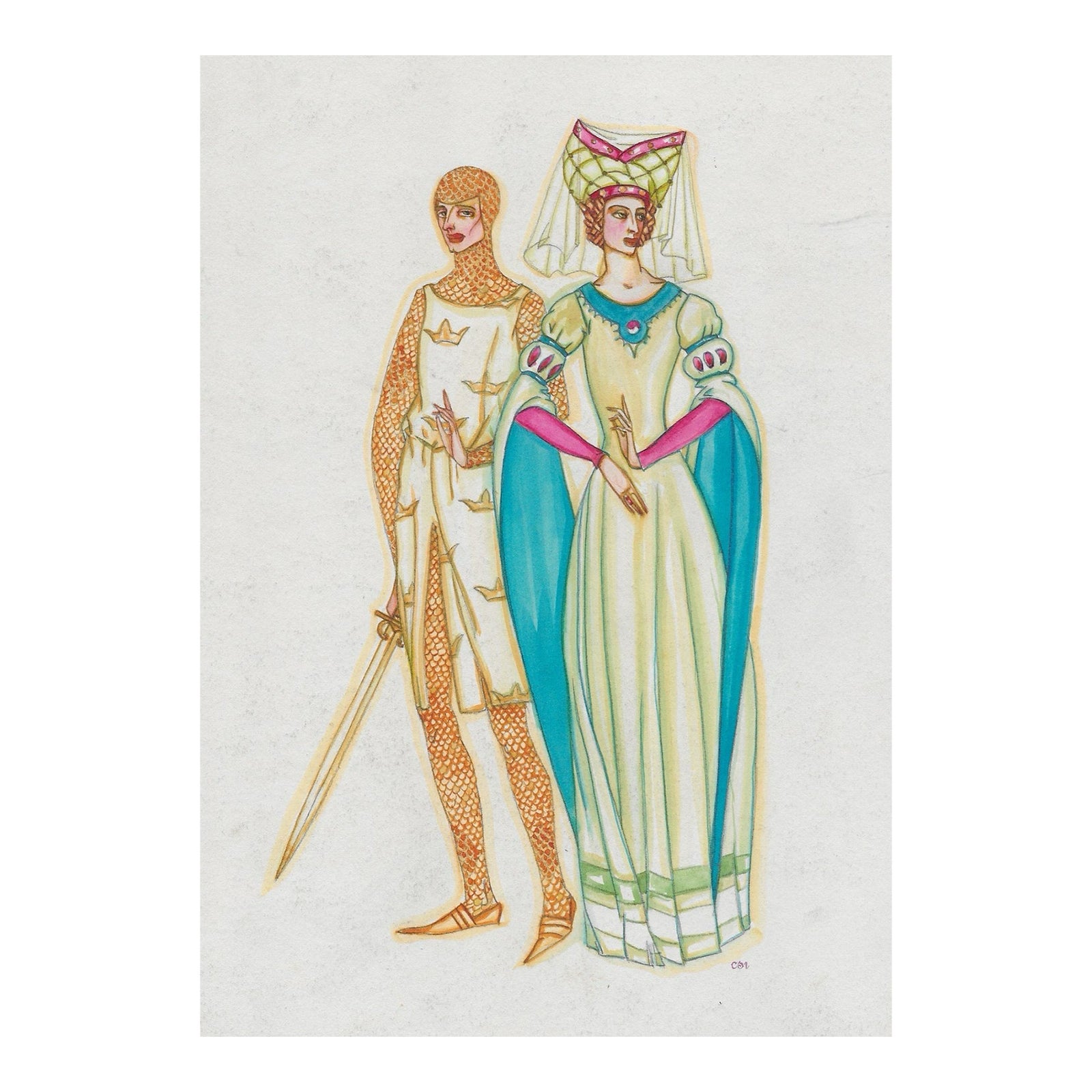 1931 Clifford Thompson Medieval Art Deco Figures | Chairish
