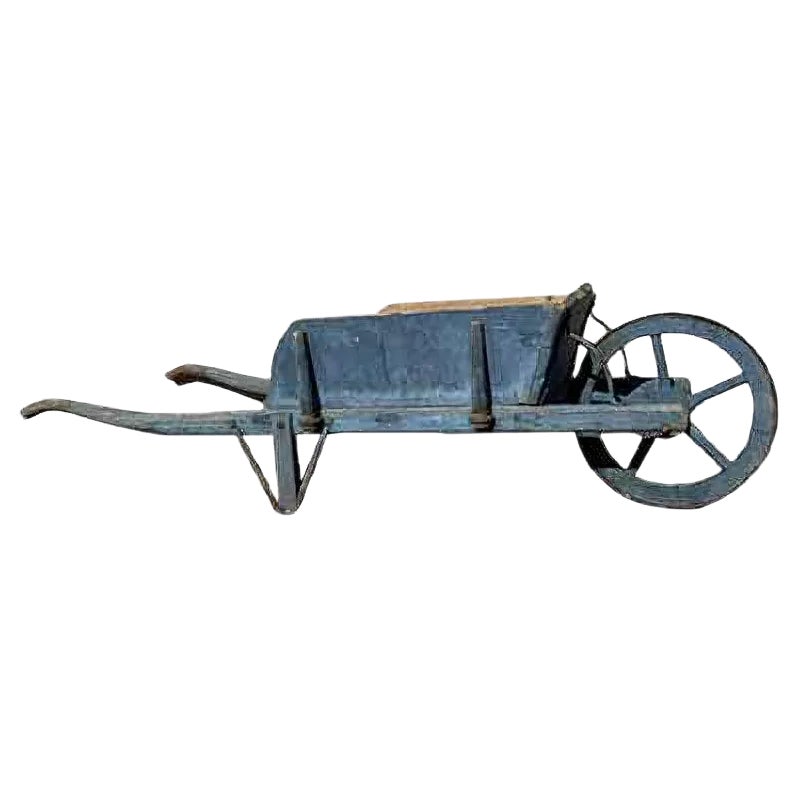 Rustic Blue Wheelbarrow | Chairish