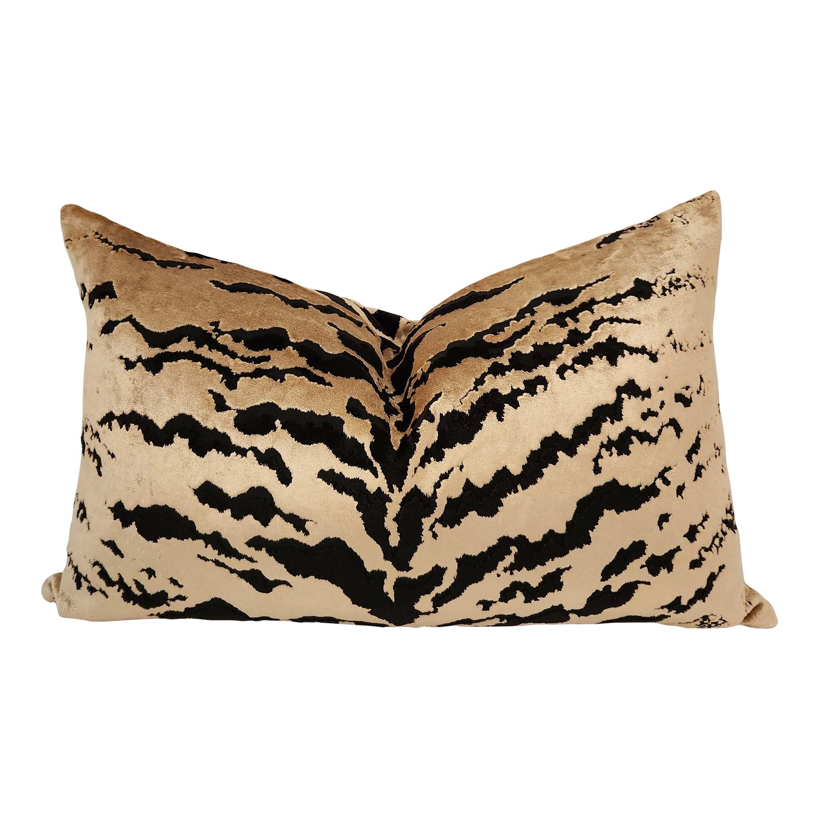 Double-Sided Animal Print Le Tiger Velvet Pillow in Gold and Balck ...