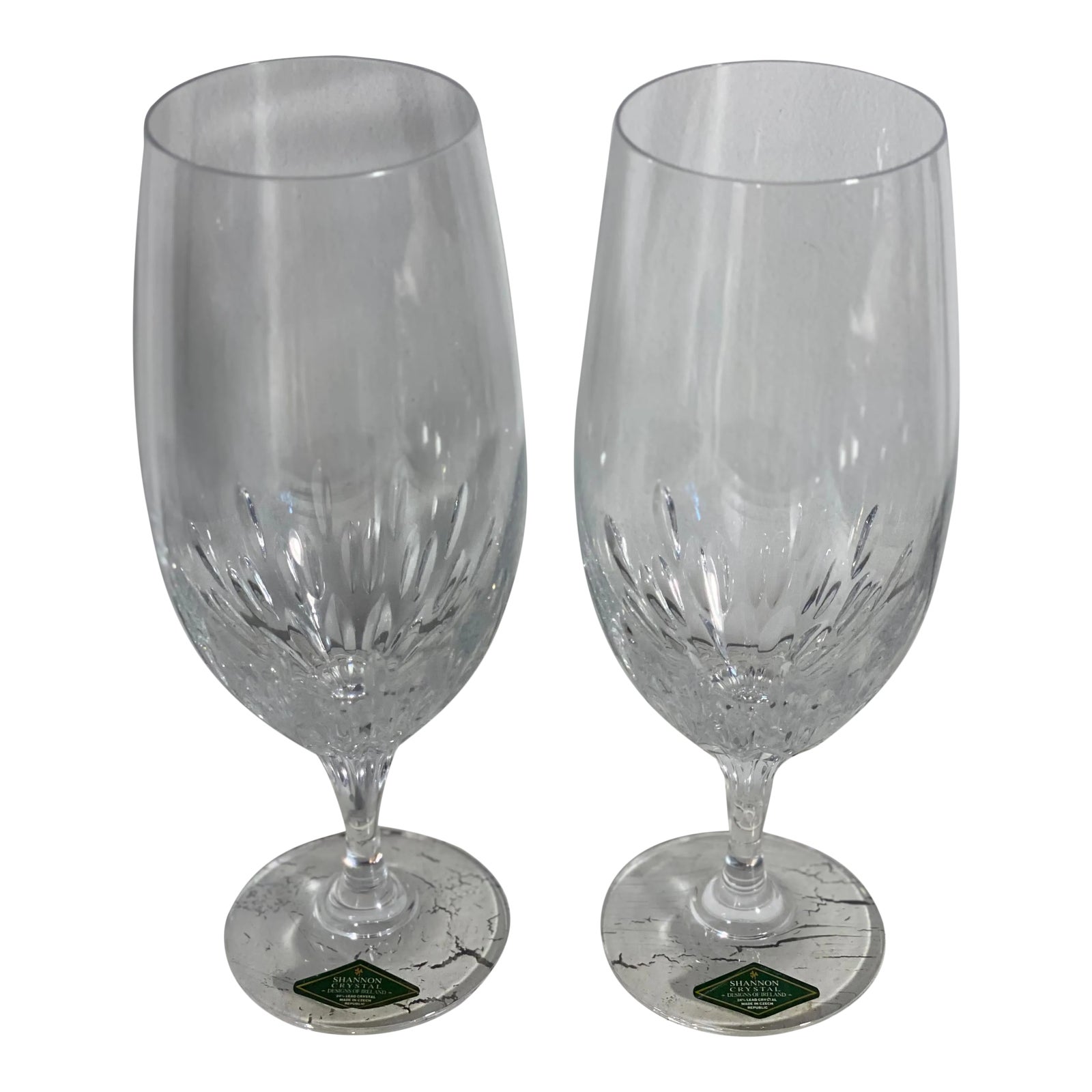 Shannon Godinger Chelsea Lead Crystal Iced Tea Goblets- a Pair | Chairish