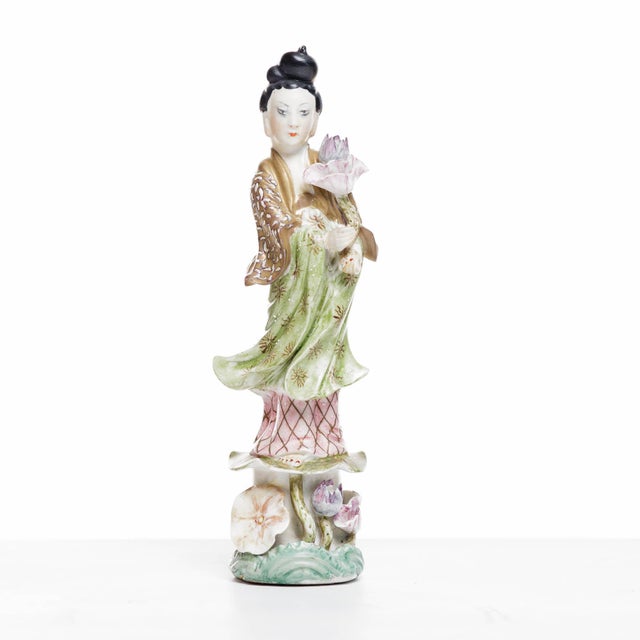 Vintage Chinese Famille Rose Guan Yin (Goddess of Mercy) Porcelain Figurine | Chairish