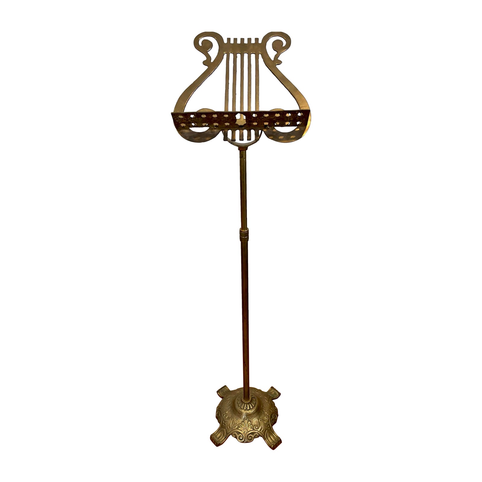 Mid-20th Century French Patinated Brass Music Stand With Lyre Motif ...