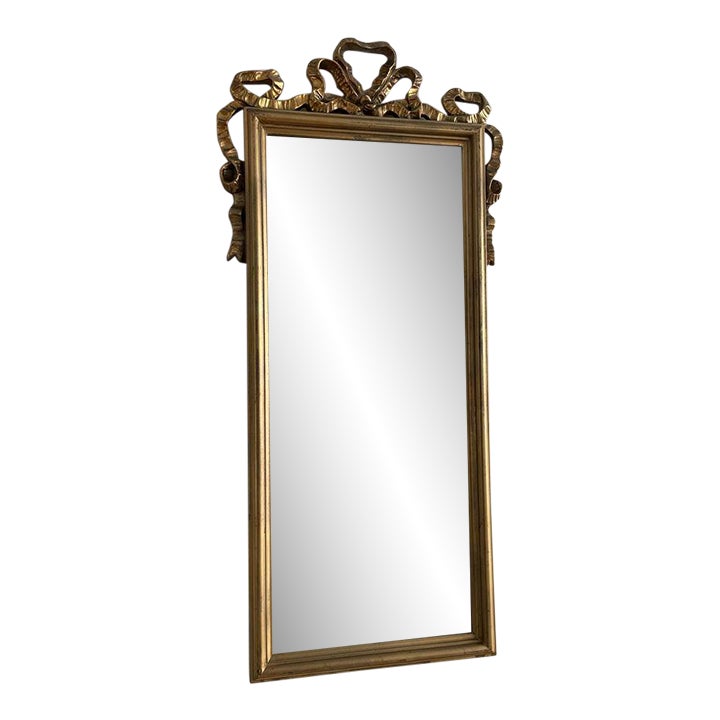 Late 18th Century Antique Louis XVI Style Gold Ribbon Bow Mirror | Chairish