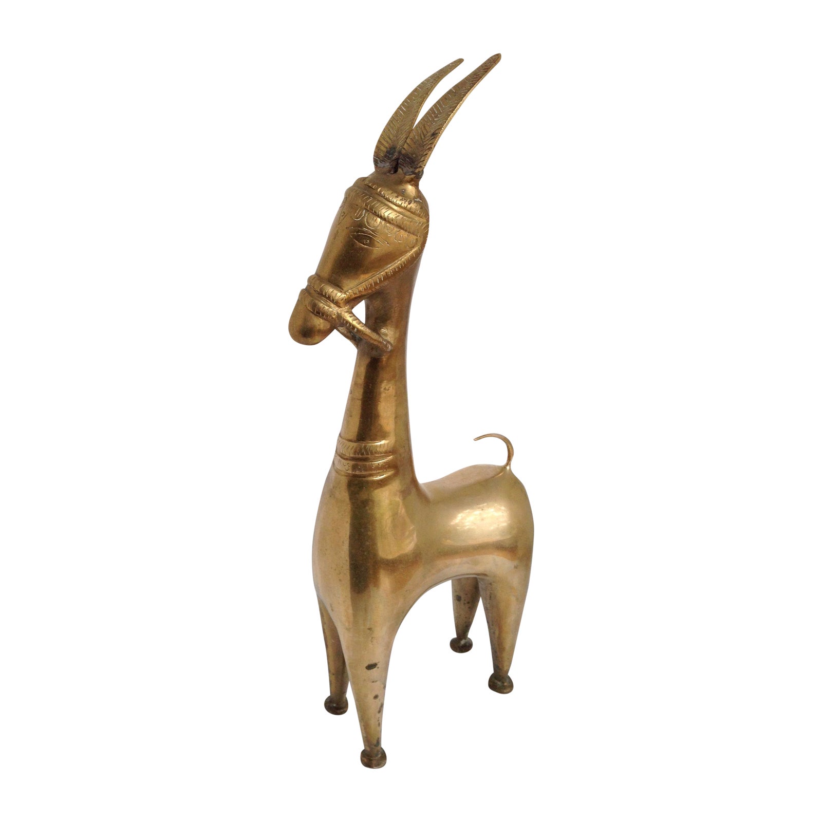 Large Brass Stylized Donkey Figurine | Chairish