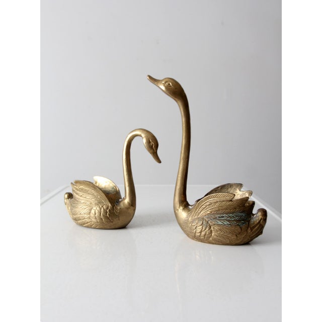 Vintage Brass Swans Indoor Planters Pair | Chairish
