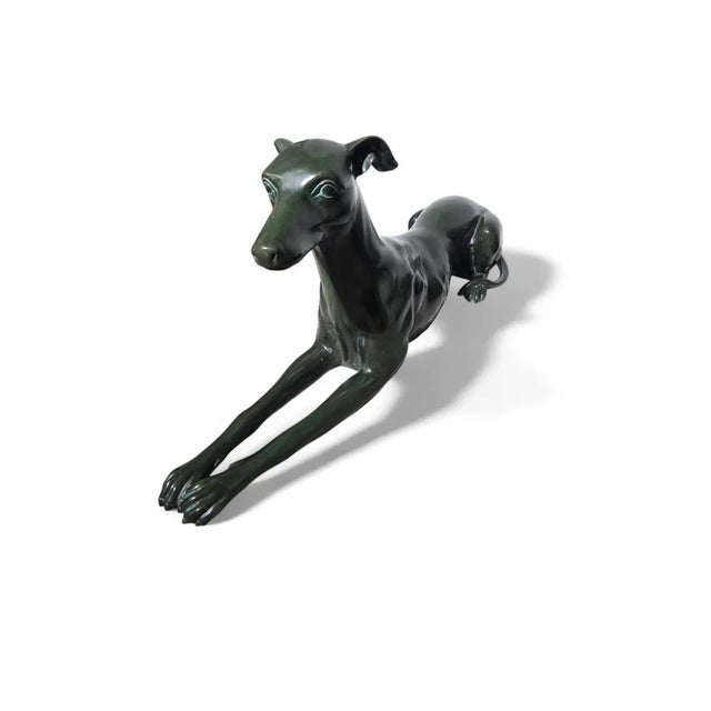 Italian Greyhound Statues in Green Patinated Bronze, 1950s, Set of 2 ...