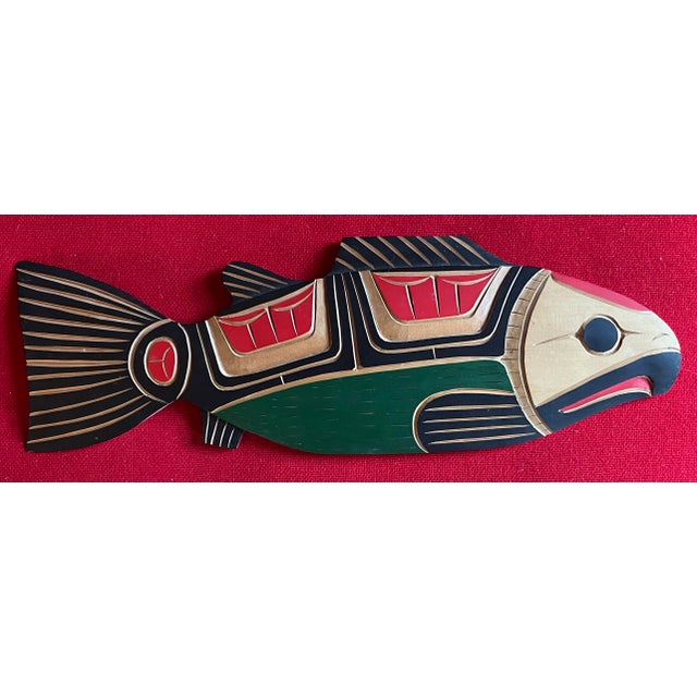 Squamish Nation Carved Wood and Paint Decorated Salmon Fish Wall ...