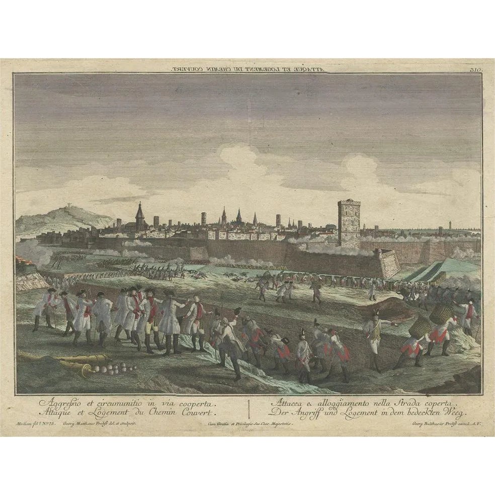 Georg Balthasar Probst, Siege of Barcelona, 1765, Paper | Chairish