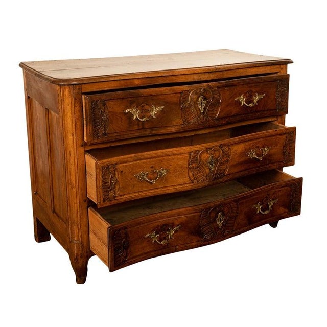 Antique French Regence Carved Walnut Provincial 3 Drawer Commode Chest ...