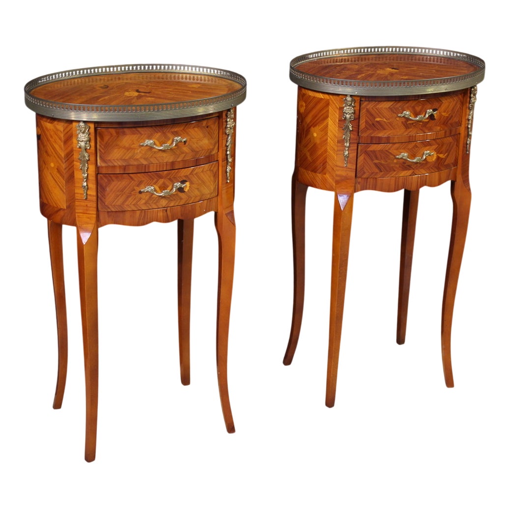 20th Century French Oval Bedside Tables, 1950s, Set of 2 | Chairish