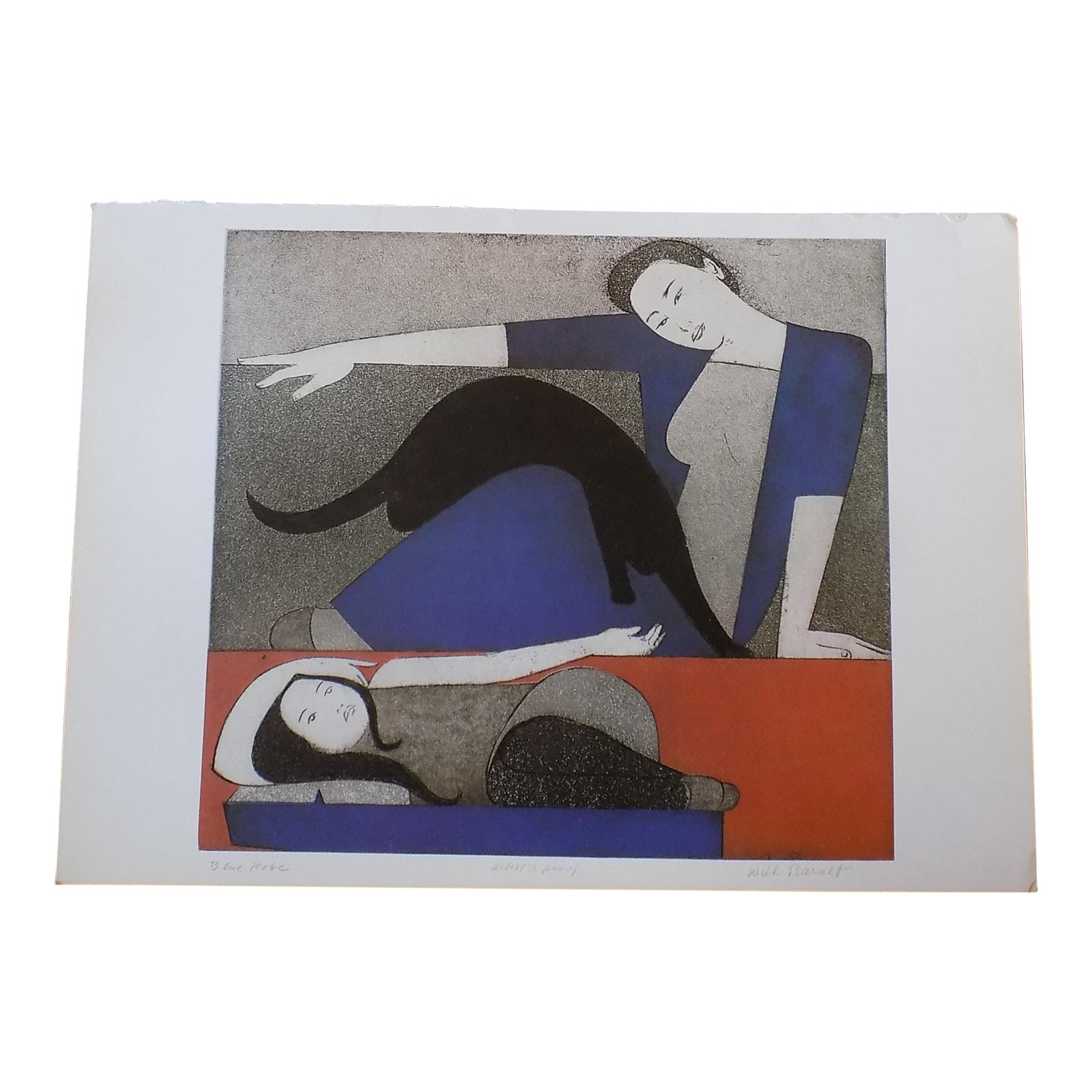 Vintage Signed/Titled Will Barnet Lithograph - " Blue Robe" | Chairish
