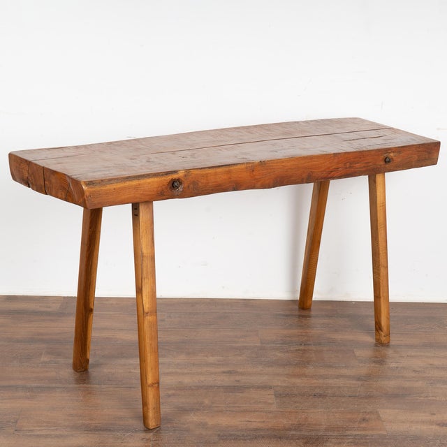 Rustic Plank Console Table With Peg Legs, Hungary Circa 1900's | Chairish