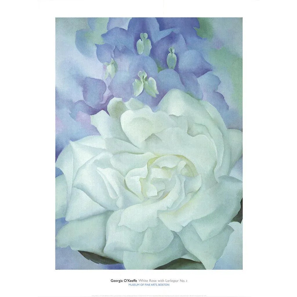 2002 Georgia O'Keeffe 'White Rose with Larkspur No.2' Offset Lithograph ...