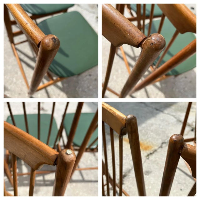 Vintage Leaning Spindle Railback Dining Chairs in the Style of Ann ...