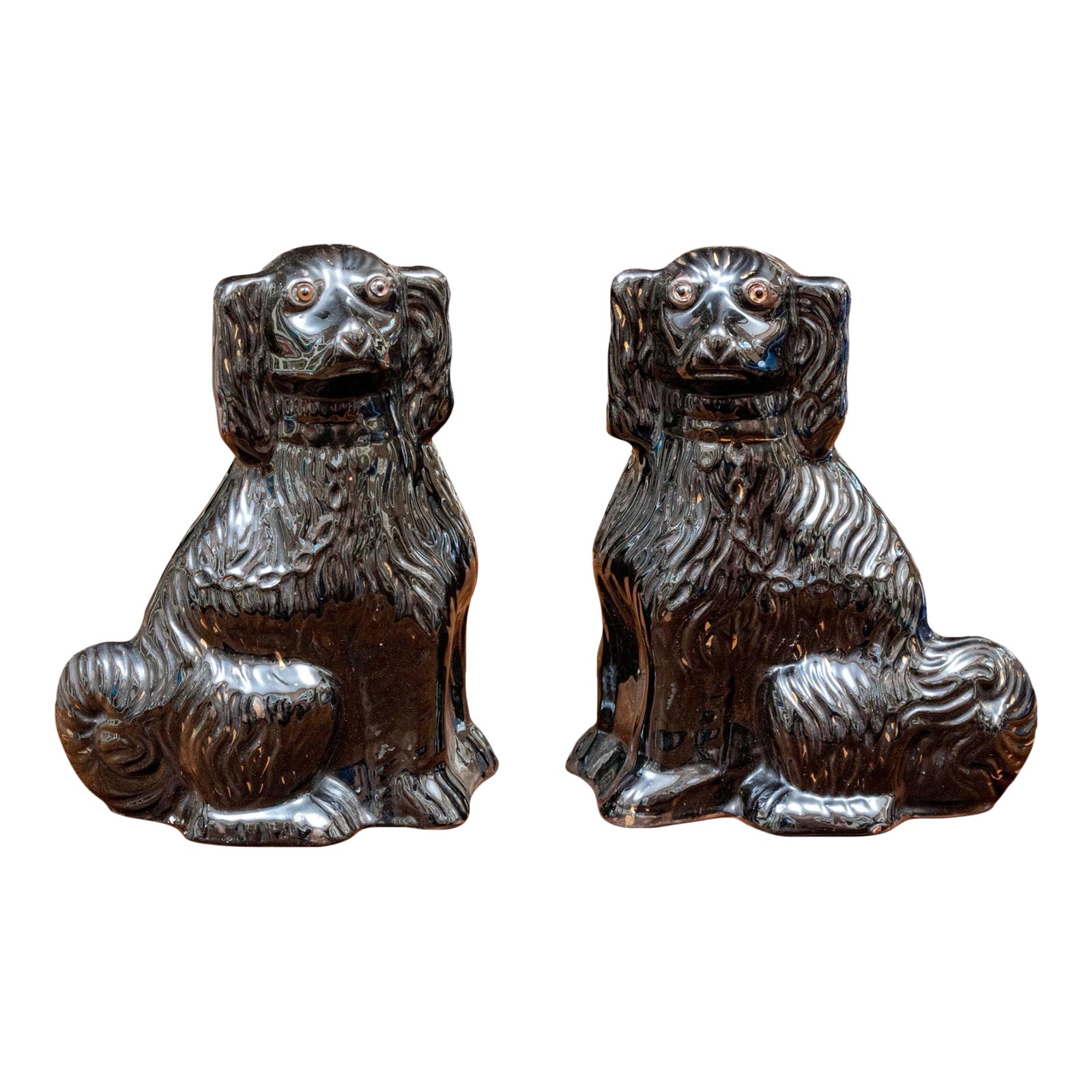 Antique 19th Century English Staffordshire Pottery Spaniel Dogs in ...