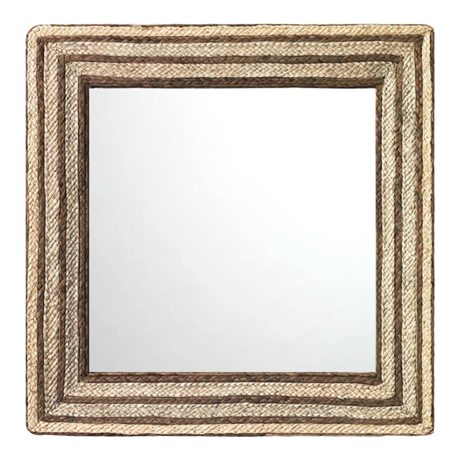 Evergreen Seagrass Square Mirror | Chairish