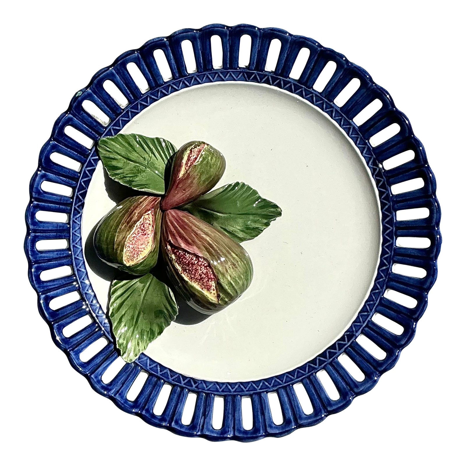 Vintage Regency Horchow Glazed Ceramic Figs Plate | Chairish