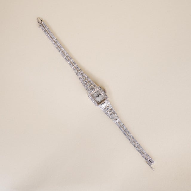 Vintage Hamilton 6 Carats Diamond Platinum Bracelet Cocktail Watch ...